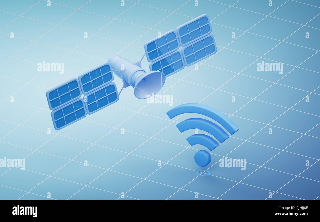 Wireless network technology with wifi sign, 3d rendering. Computer ...