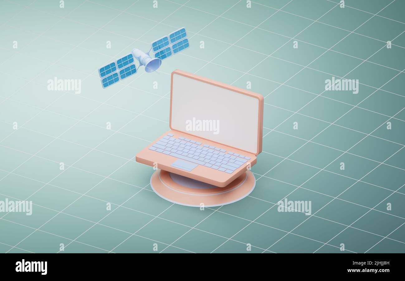 Space orbital satellite, aerospace and communications concept, 3d ...