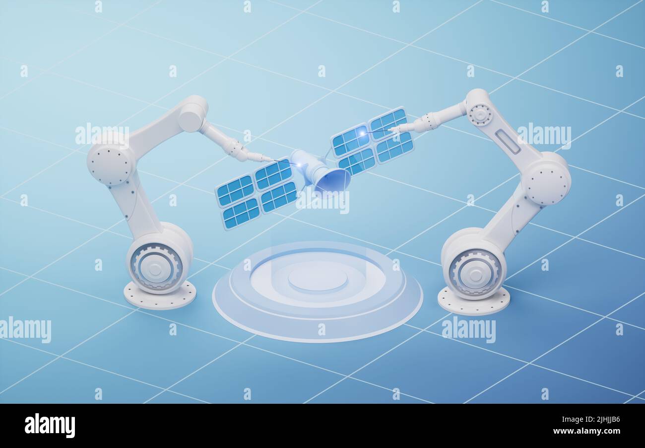 Mechanical arm with intelligent manufacturing concept, 3d rendering ...