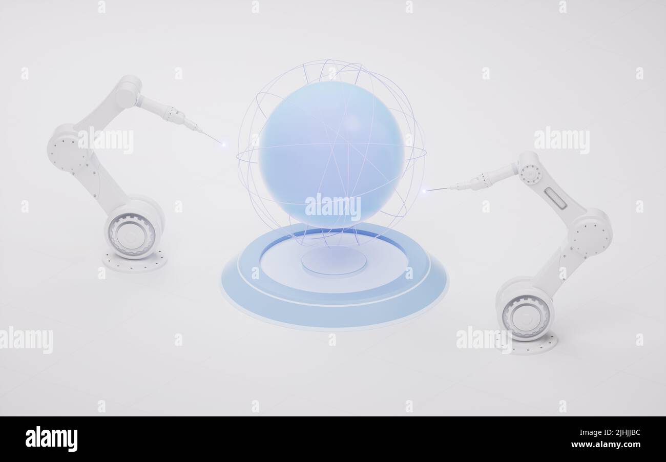 Mechanical arm with intelligent manufacturing concept, 3d rendering ...