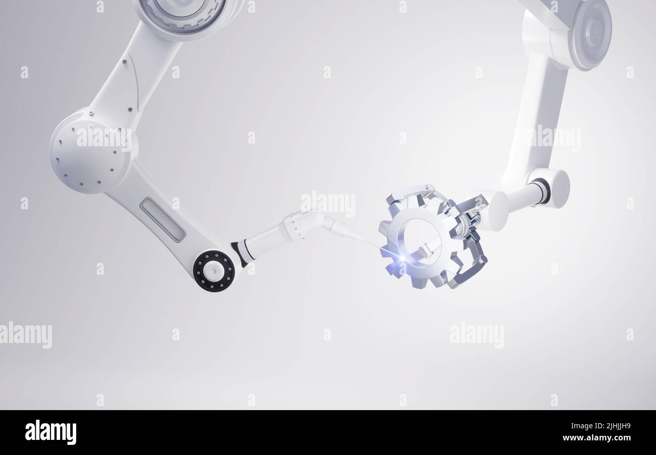 Mechanical arm with white background, 3d rendering. Computer digital ...