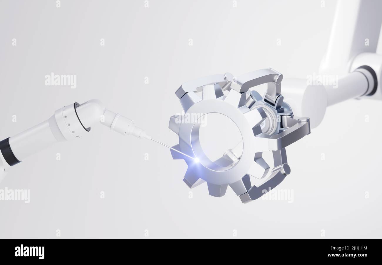 Mechanical arm with white background, 3d rendering. Computer digital ...