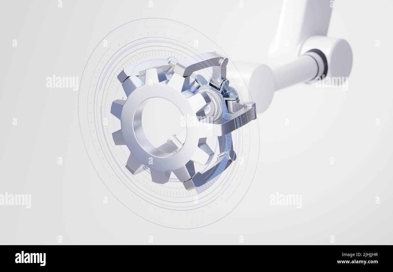 Mechanical arm with white background, 3d rendering. Computer digital ...