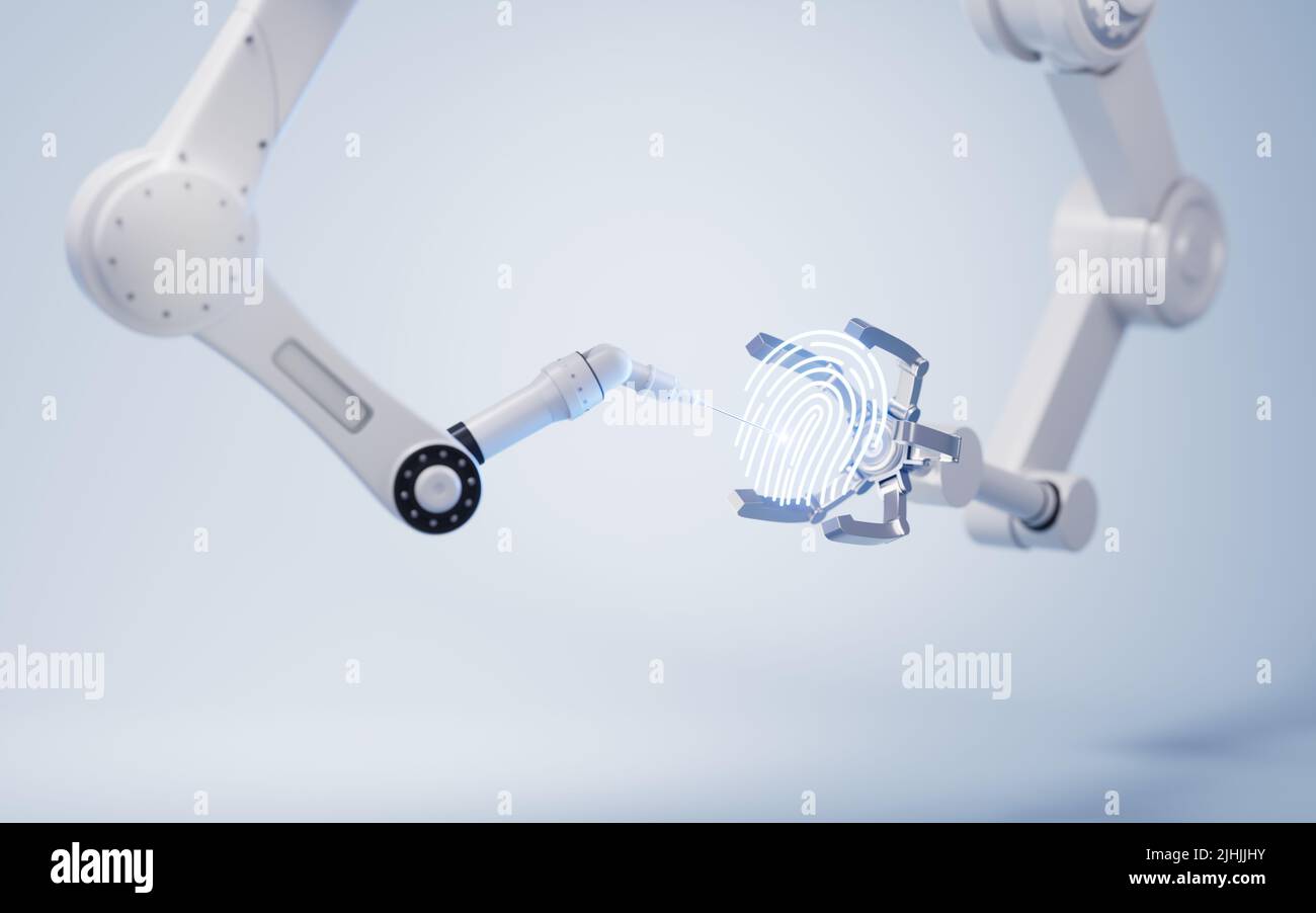 Mechanical arm with white background, 3d rendering. Computer digital ...