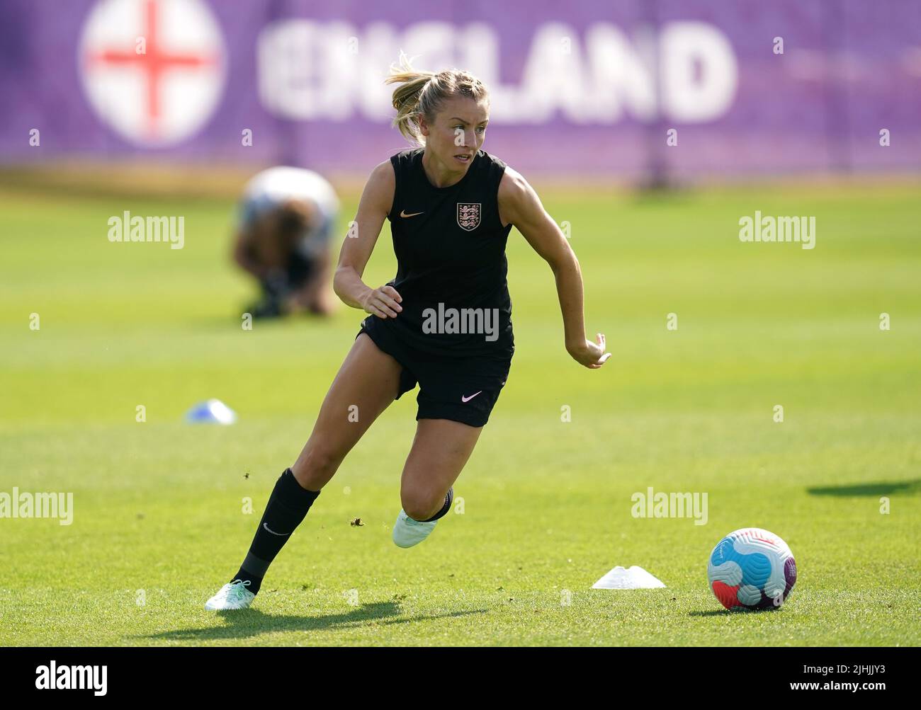 England's Leah Williamson during a training session at The Lensbury ...