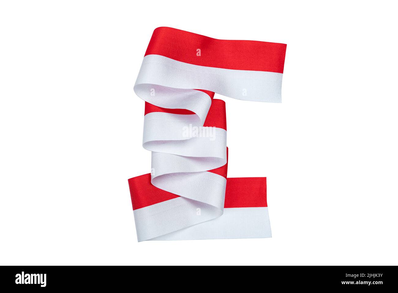 Ribbon with the red and white color of the Indonesian flag isolated ...