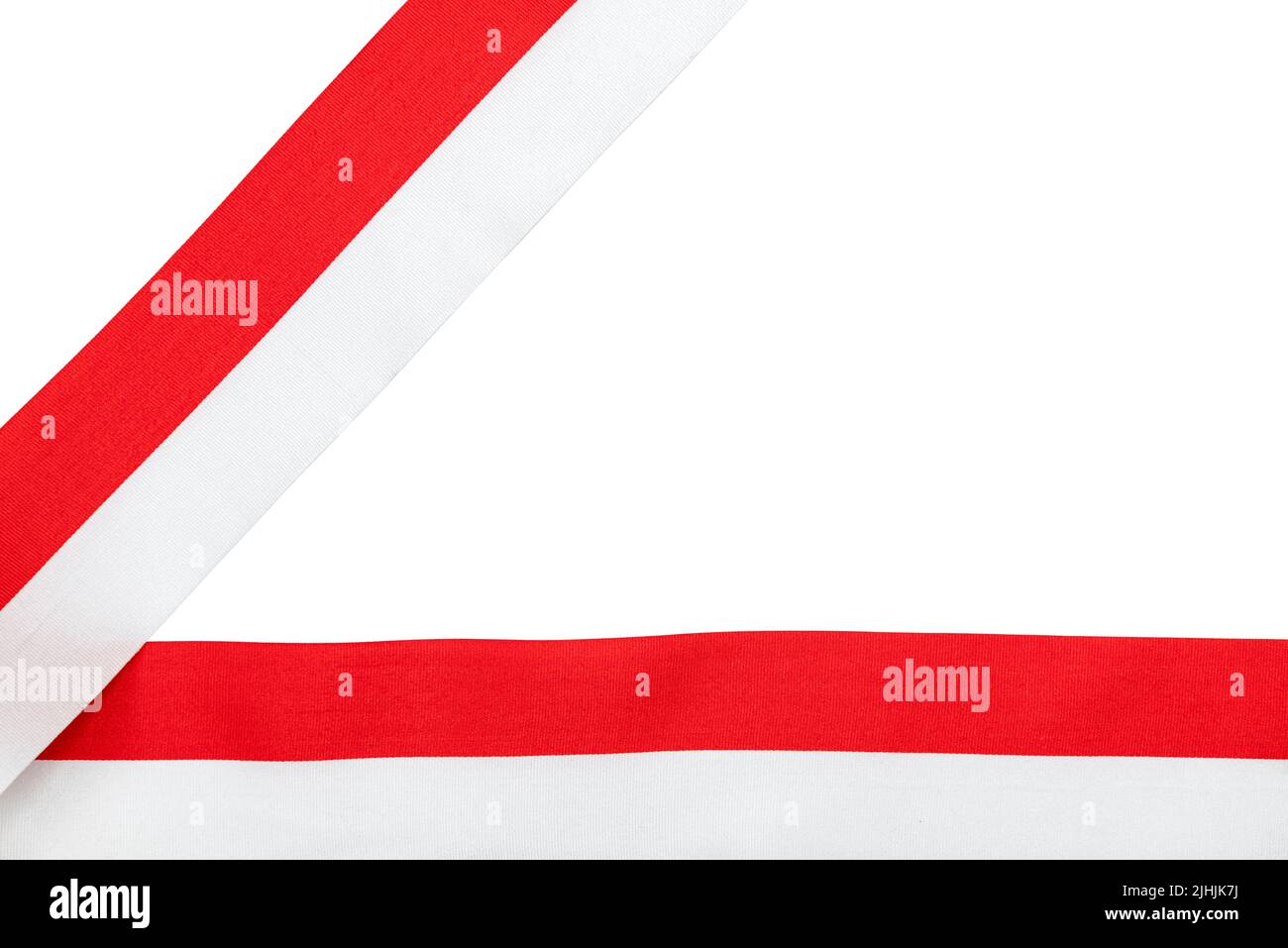 Ribbon with the red and white color of the Indonesian flag isolated ...