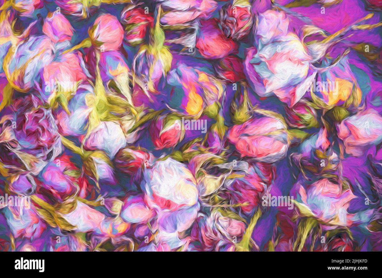 Background with beautiful color roses. Painting effect Stock Photo - Alamy