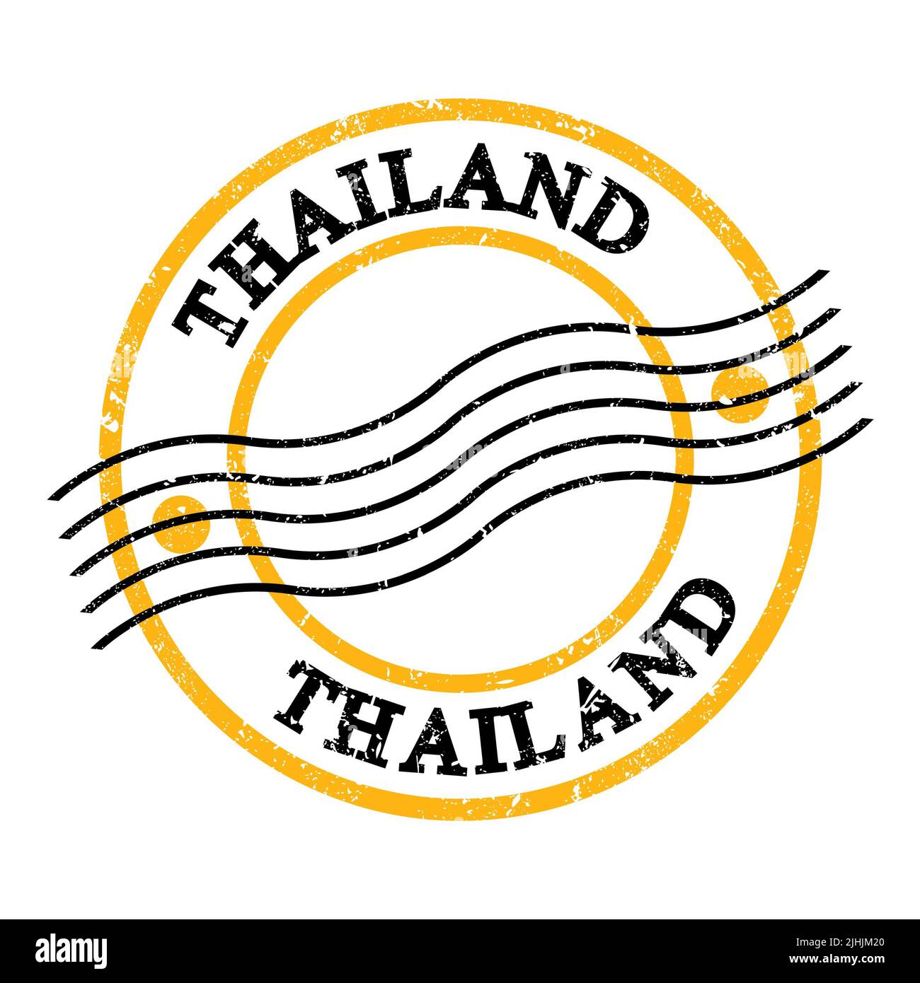 THAILAND, text written on yellow-black grungy postal stamp Stock Photo ...