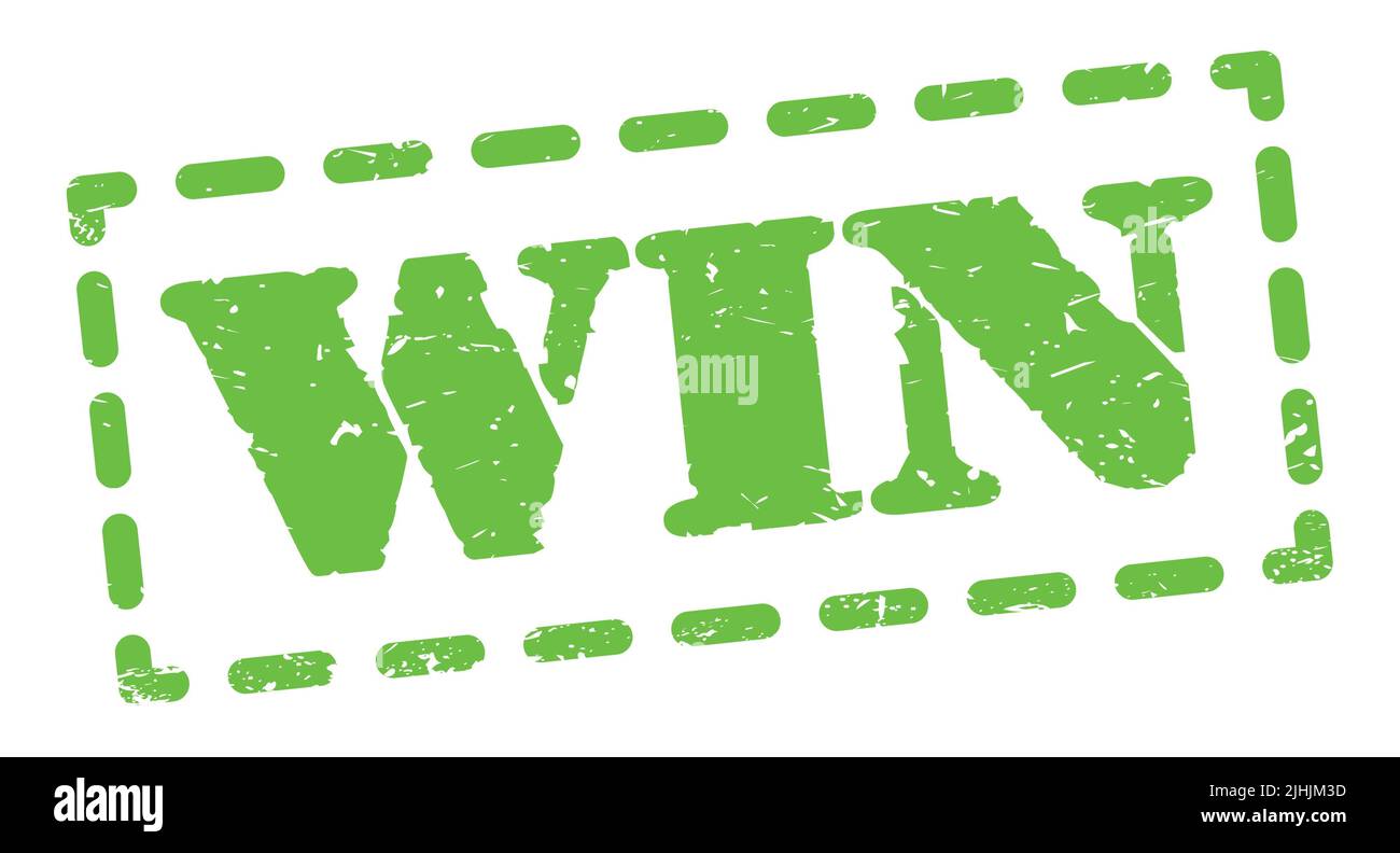 WIN text written on green dash stamp sign Stock Photo - Alamy