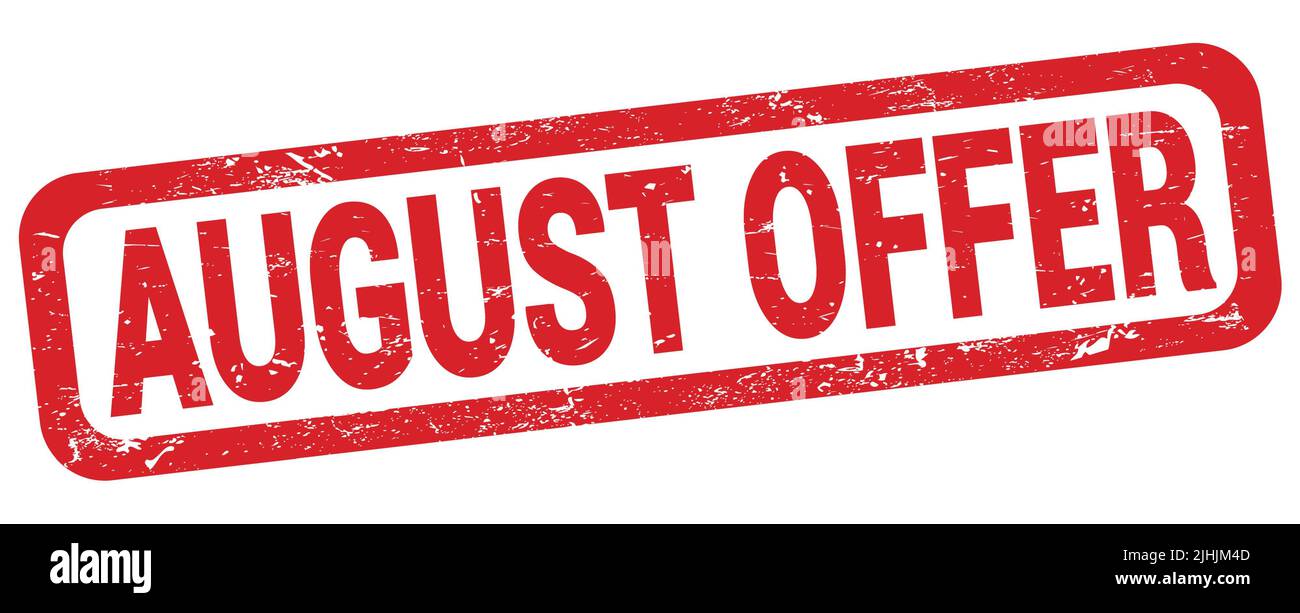 AUGUST OFFER text written on red rectangle stamp sign Stock Photo - Alamy
