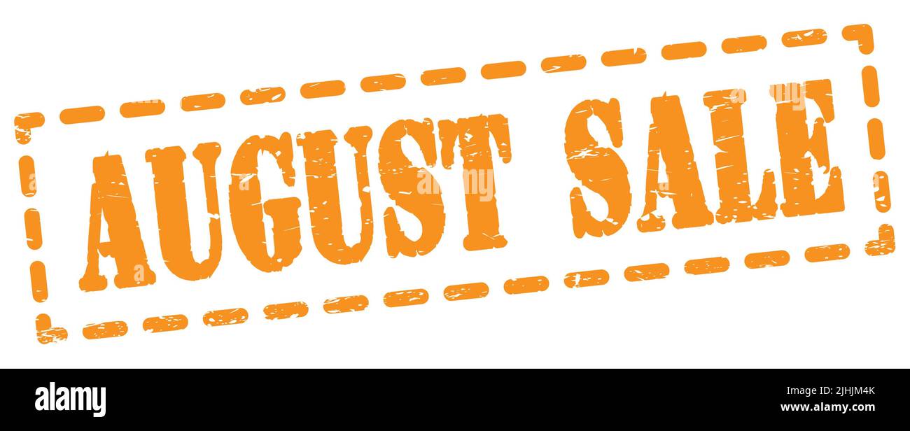 AUGUST SALE text written on orange dash stamp sign Stock Photo - Alamy
