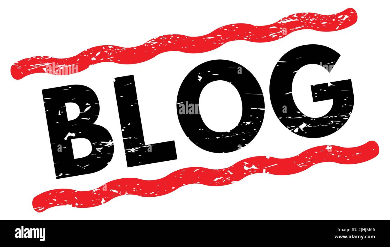 BLOG text written on red-black lines stamp sign Stock Photo - Alamy