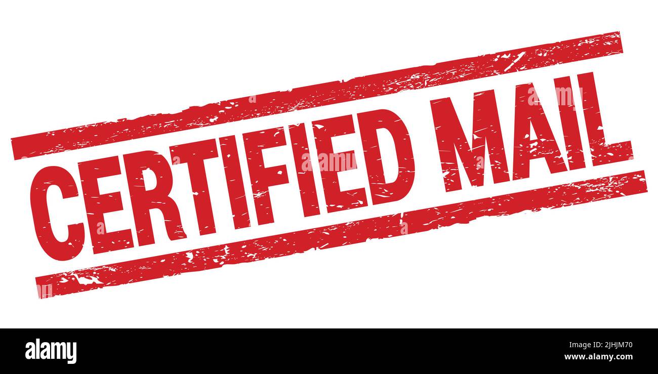 CERTIFIED MAIL text written on red rectangle stamp sign Stock Photo - Alamy