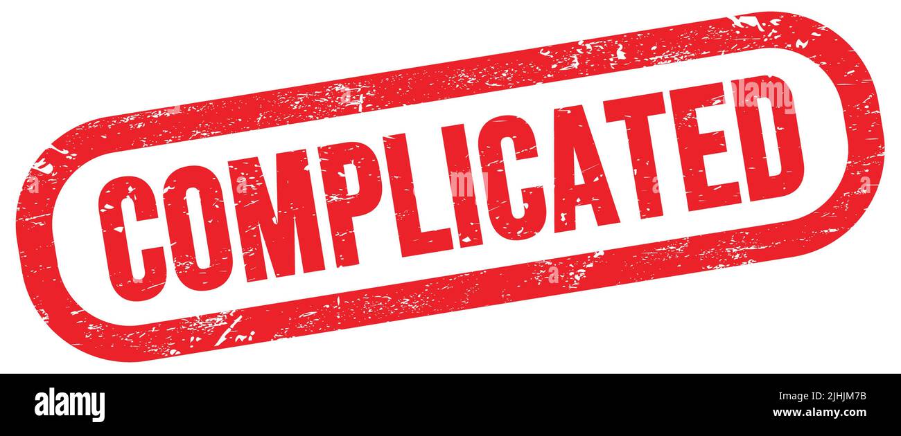 COMPLICATED, text on red rectangle stamp sign Stock Photo - Alamy
