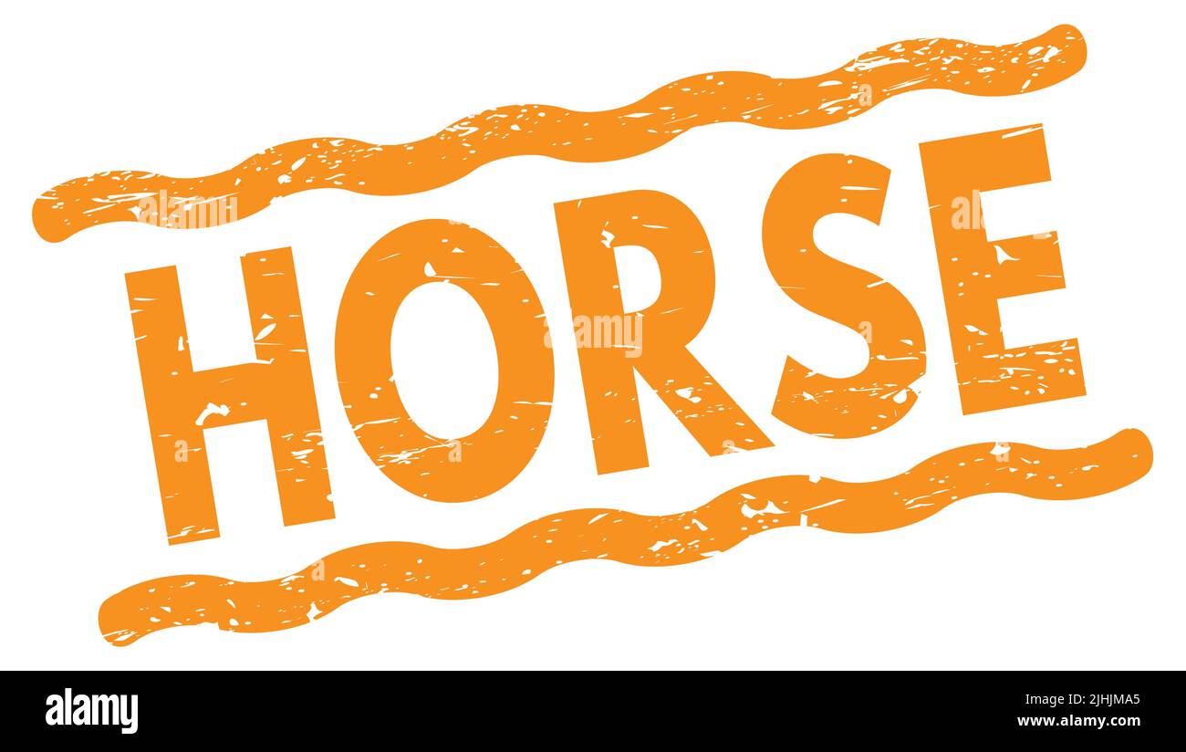 HORSE text written on orange lines stamp sign Stock Photo - Alamy
