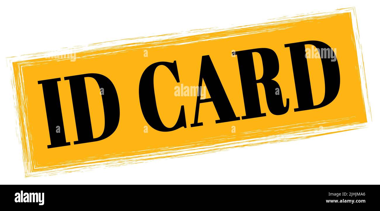 ID CARD text written on orange-black rectangle stamp sign Stock Photo ...