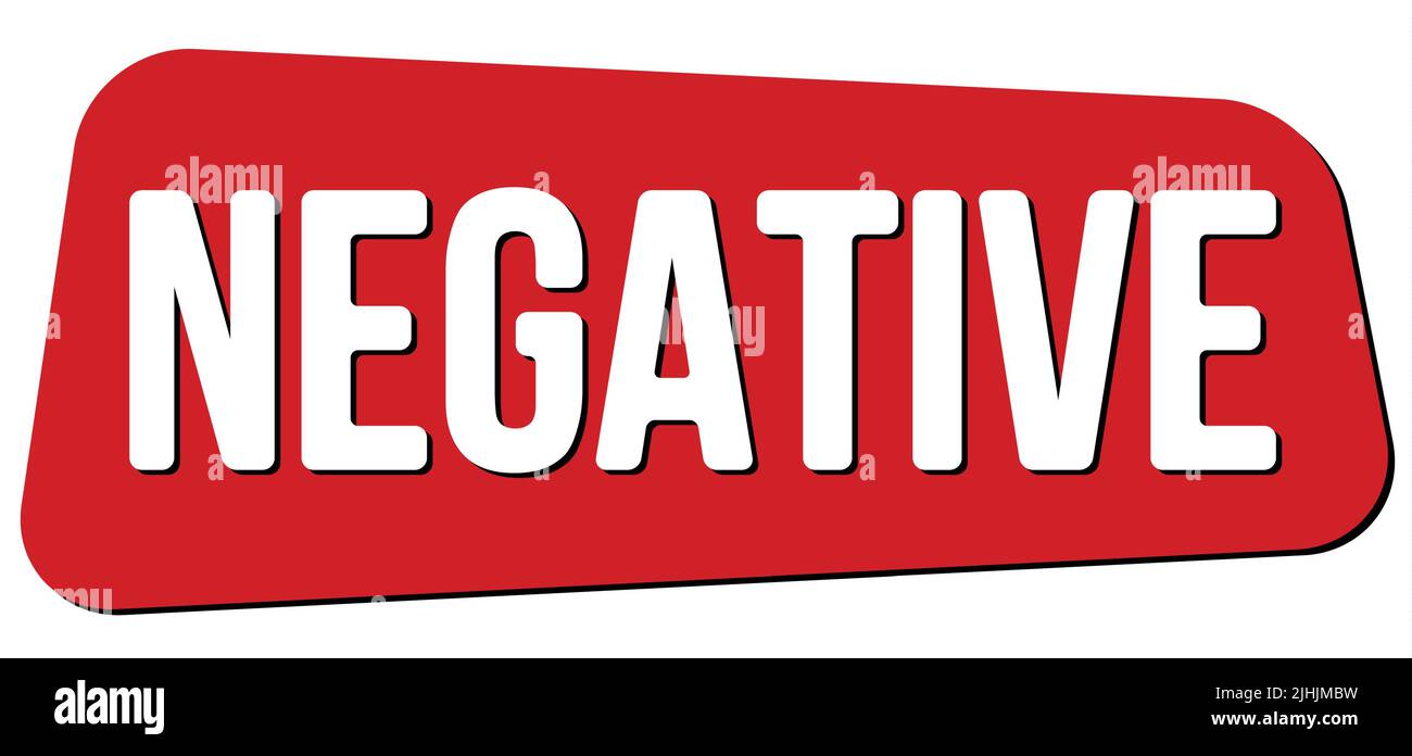 NEGATIVE text written on red trapeze stamp sign Stock Photo - Alamy