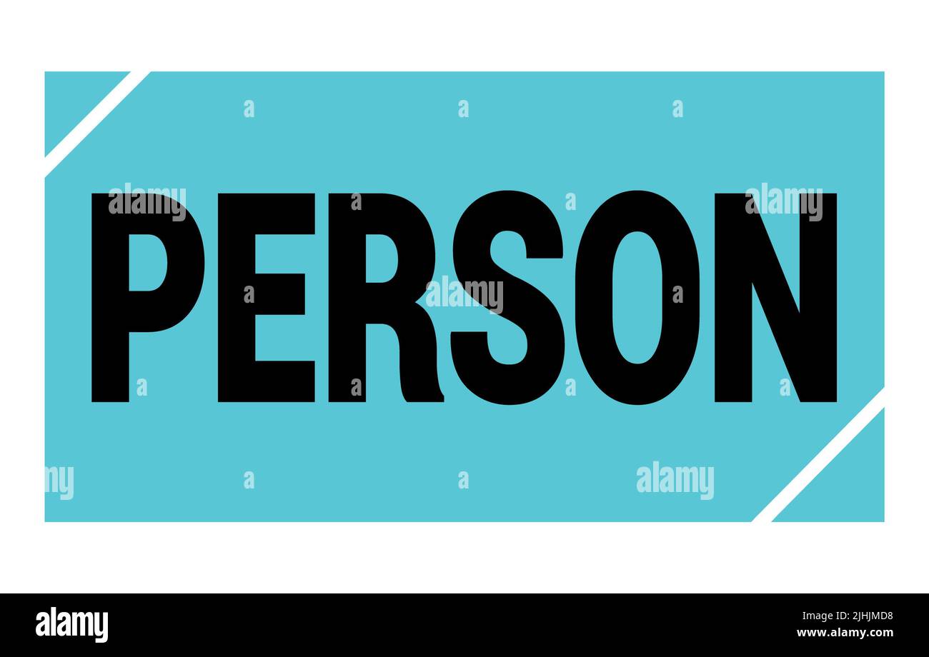 PERSON text written on blue-black rectangle stamp sign Stock Photo - Alamy