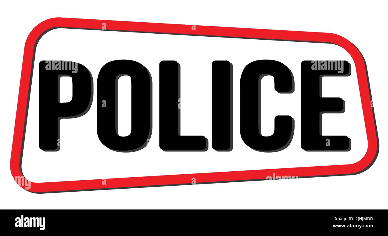 POLICE text written on red-black trapeze stamp sign Stock Photo - Alamy