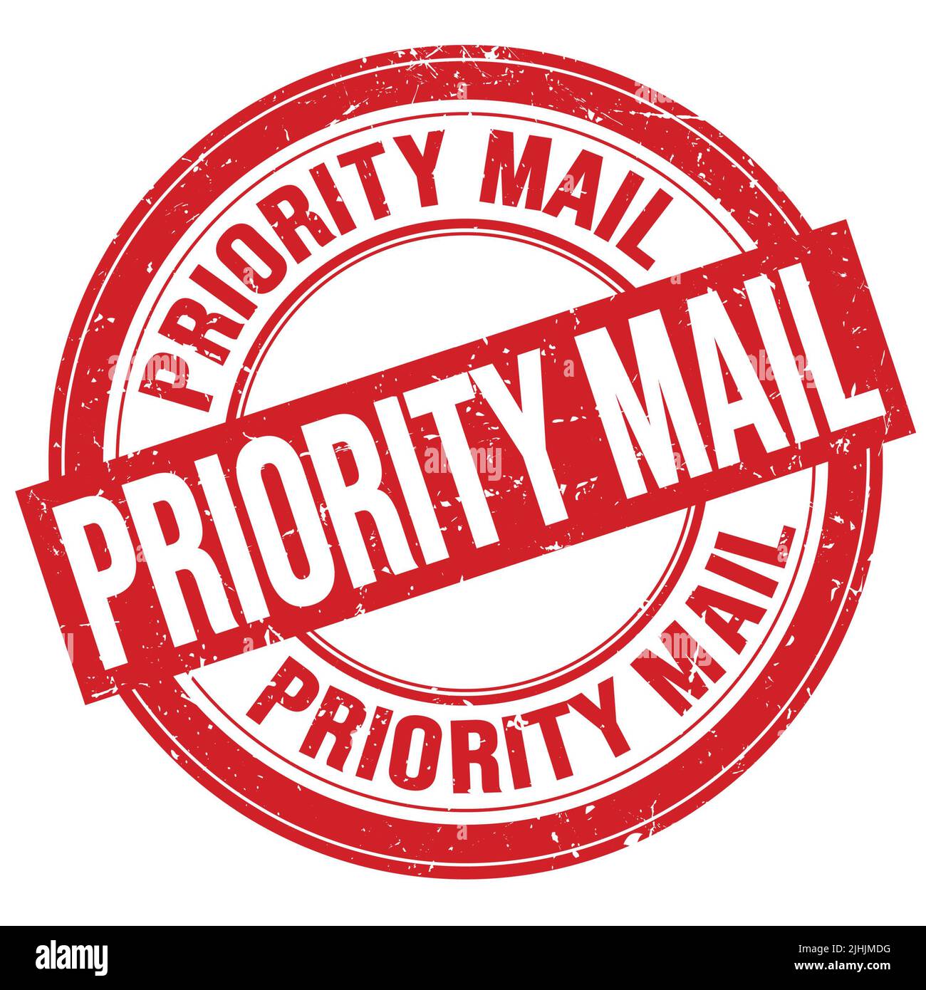 PRIORITY MAIL text written on red round grungy stamp sign Stock Photo ...