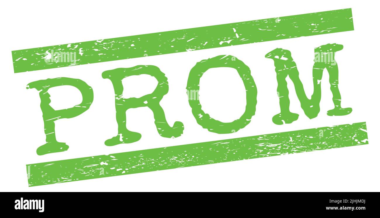 PROM text written on green grungy lines stamp sign Stock Photo - Alamy
