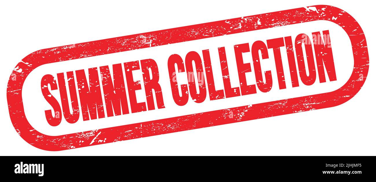 SUMMER COLLECTION, text on red rectangle stamp sign Stock Photo - Alamy