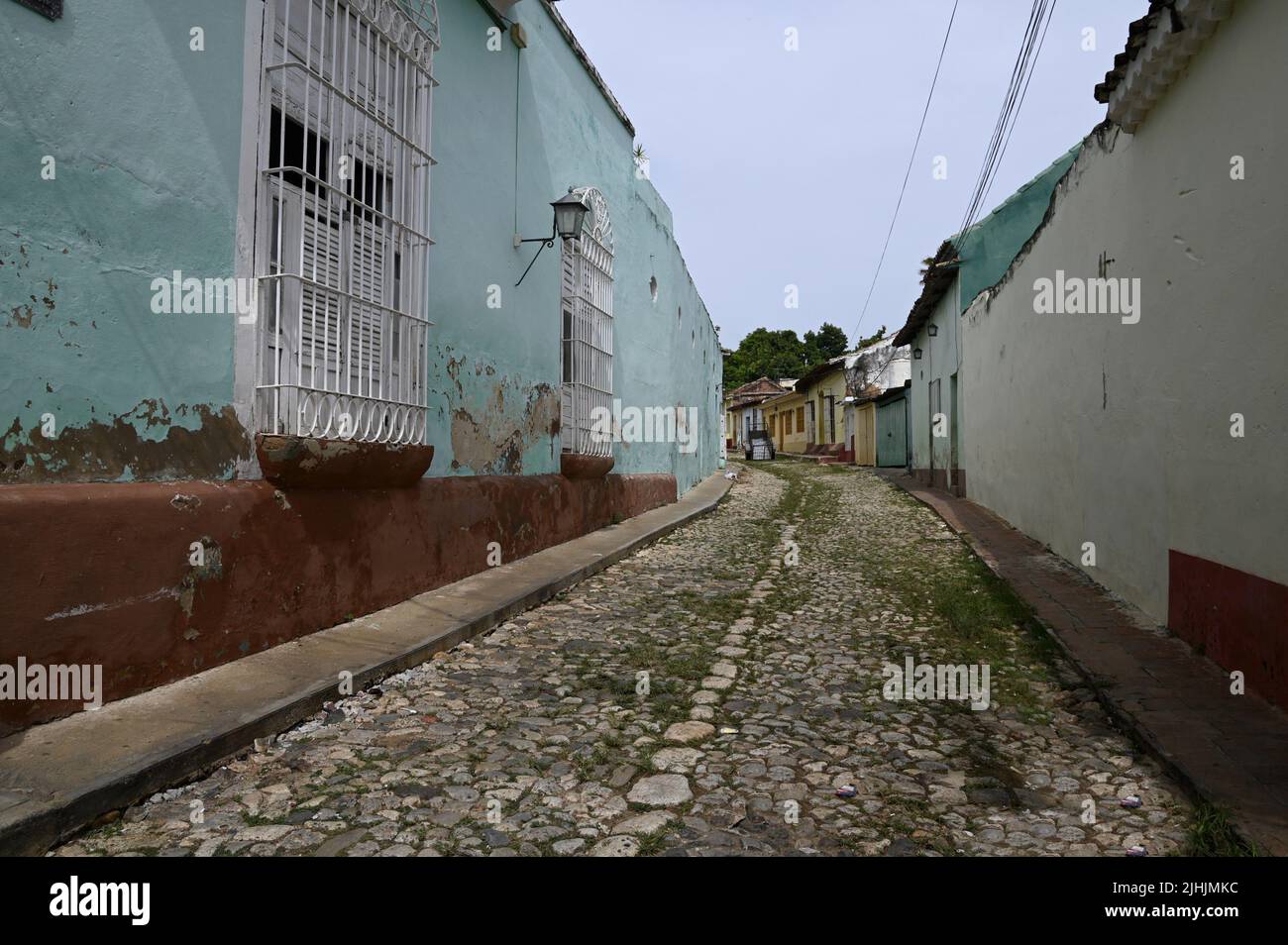 Landscape with typical Spanish Colonial style buildings on the ...