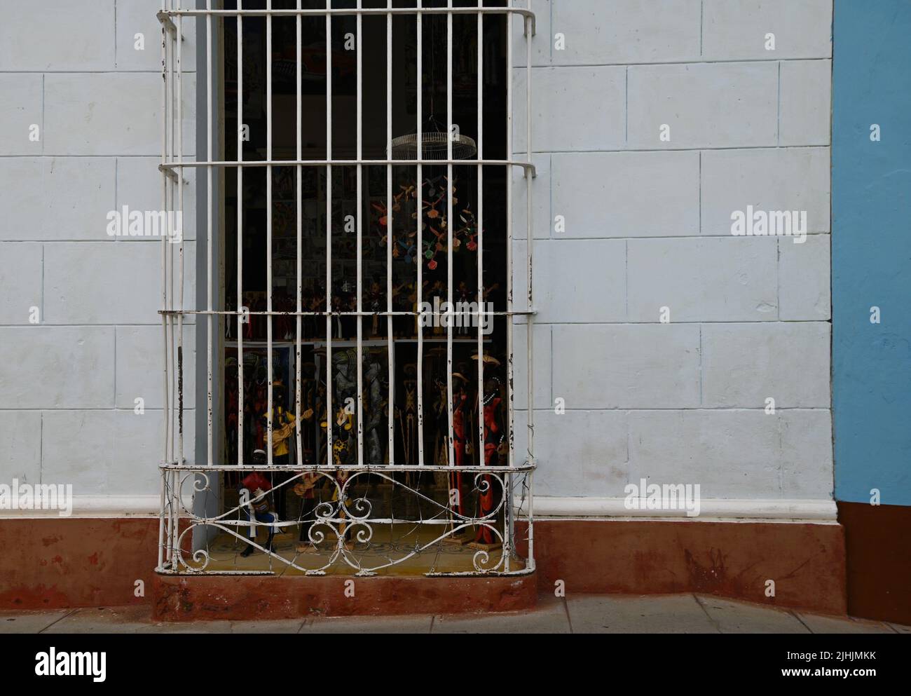 Old Colonial house window with typical handcrafted wrought iron grilles ...