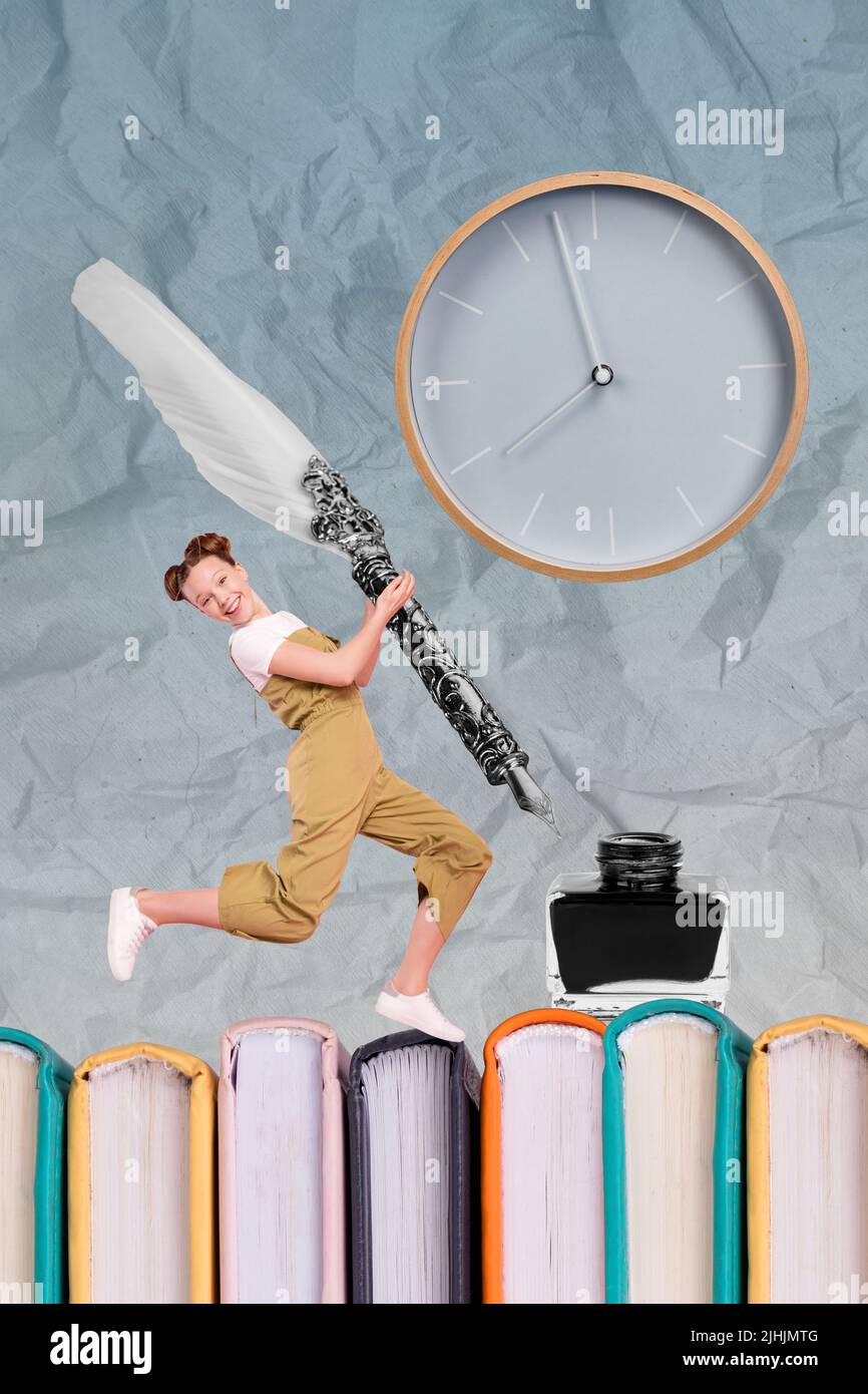 3d retro abstract creative artwork template collage of little kid child ...