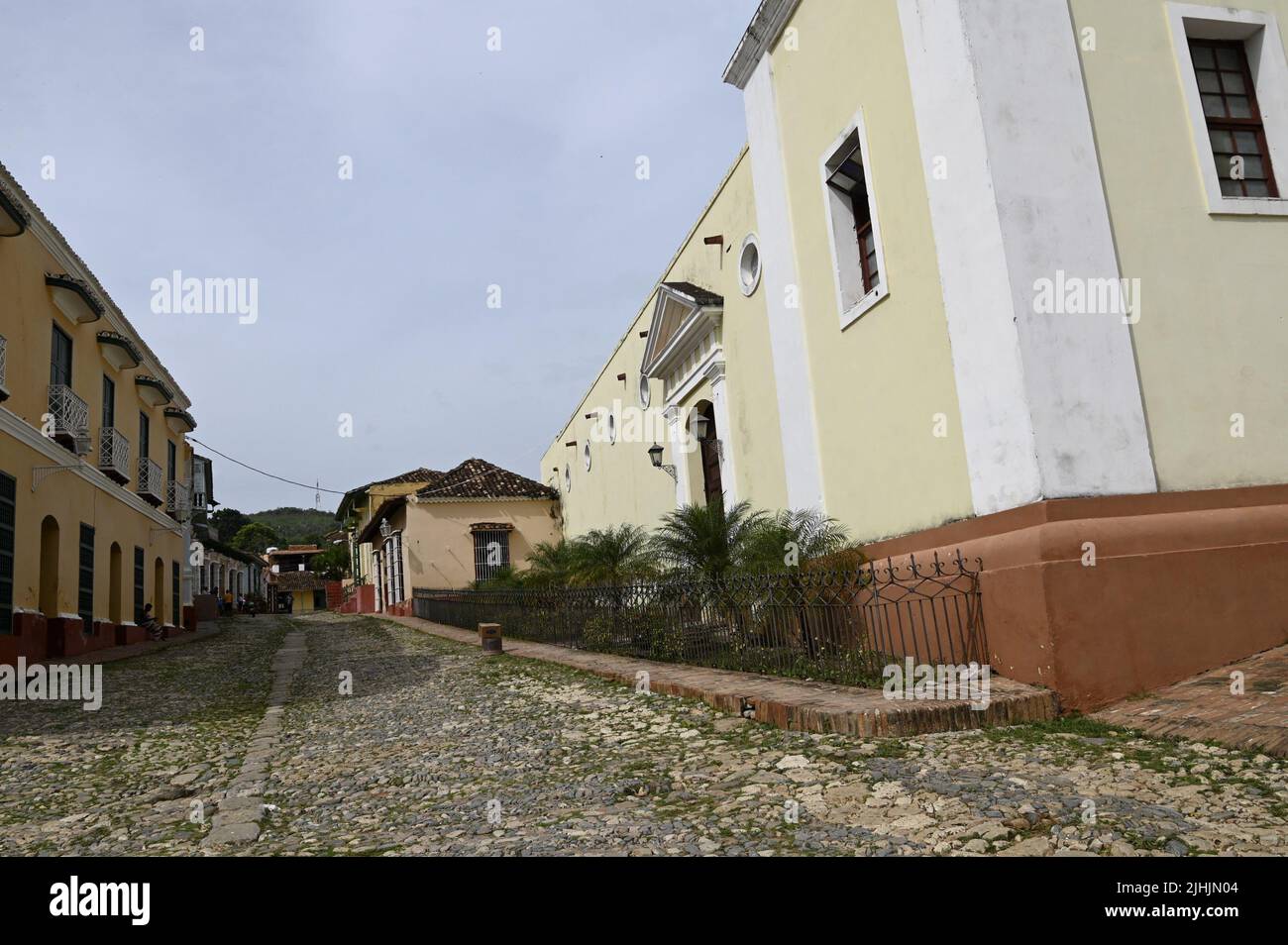 Landscape with scenic exterior view of Spanish Colonial buildings in ...