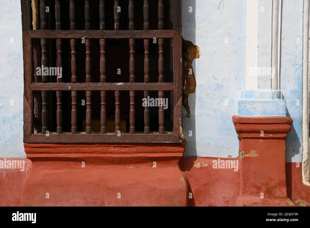 Old Colonial building window with authentic barrotes the old typical ...