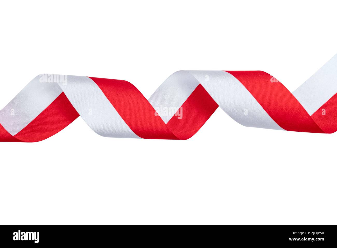 Ribbon with the red and white color of the Indonesian flag isolated ...
