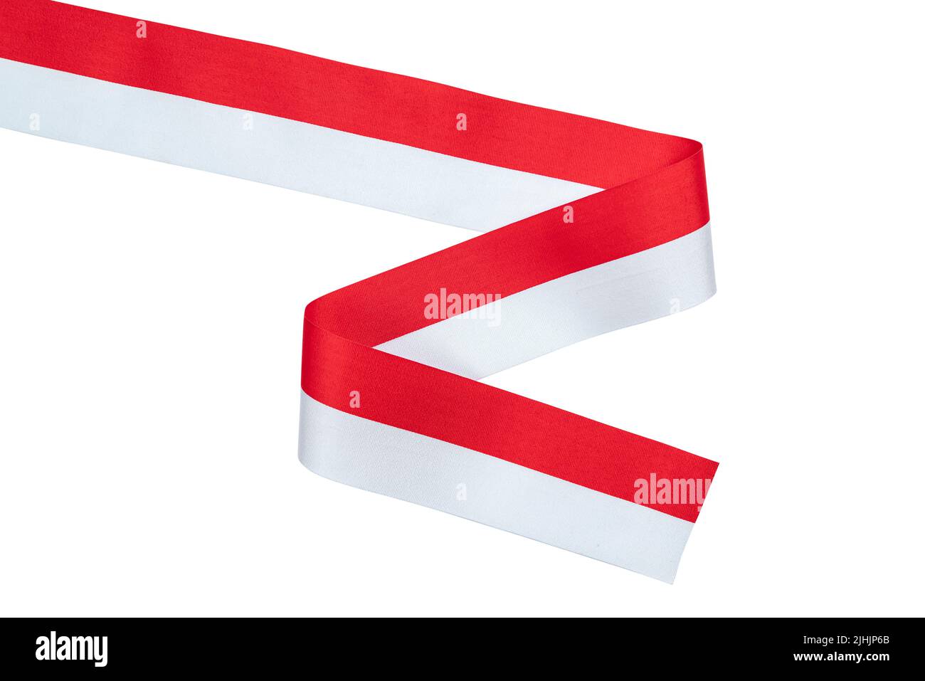 Ribbon with the red and white color of the Indonesian flag isolated ...