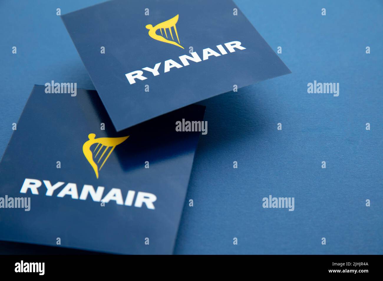 LONDON, UK - July 2022: Ryanair airline company logo. Ryanair are a ...