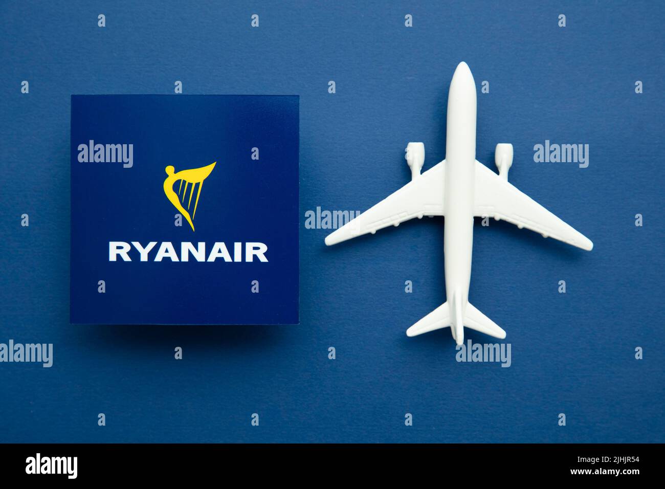 LONDON, UK - July 2022: Ryanair airline company logo. Ryanair are a ...