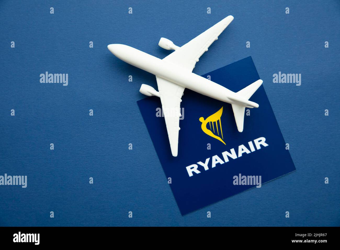 LONDON, UK - July 2022: Ryanair airline company logo. Ryanair are a ...