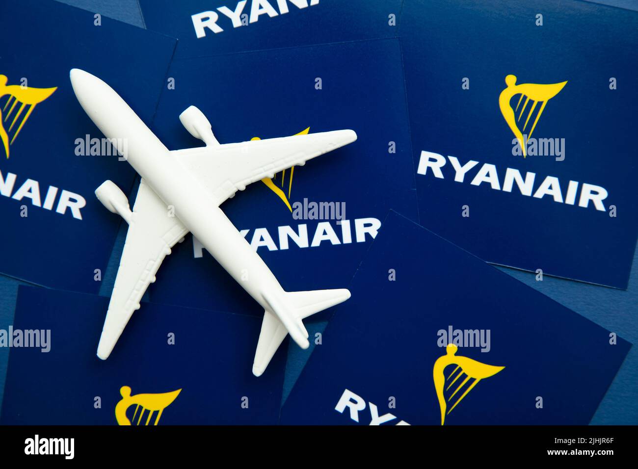 LONDON, UK - July 2022: Ryanair airline company logo. Ryanair are a ...
