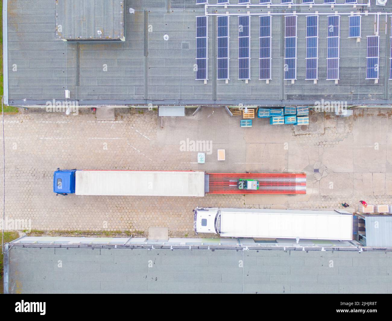 Aerial Shot of Industrial Warehouse/ Storage Building/ Loading ...