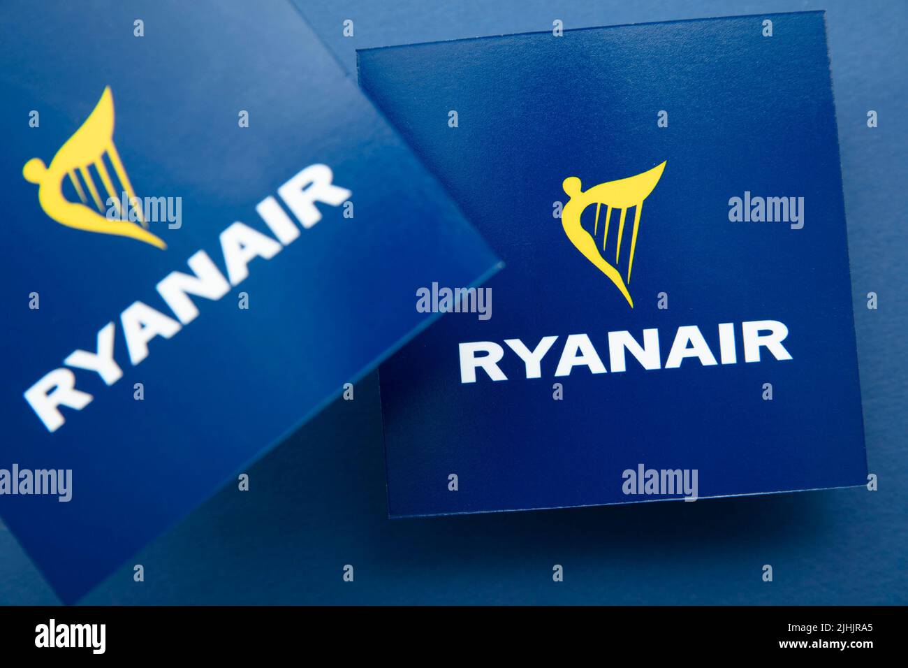 LONDON, UK - July 2022: Ryanair airline company logo. Ryanair are a ...