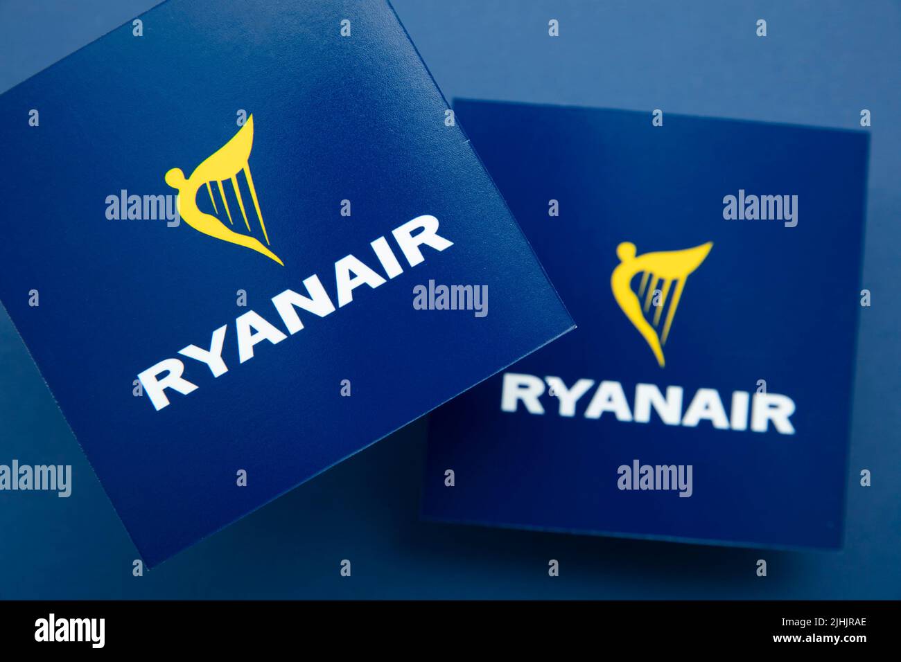 LONDON, UK - July 2022: Ryanair airline company logo. Ryanair are a ...