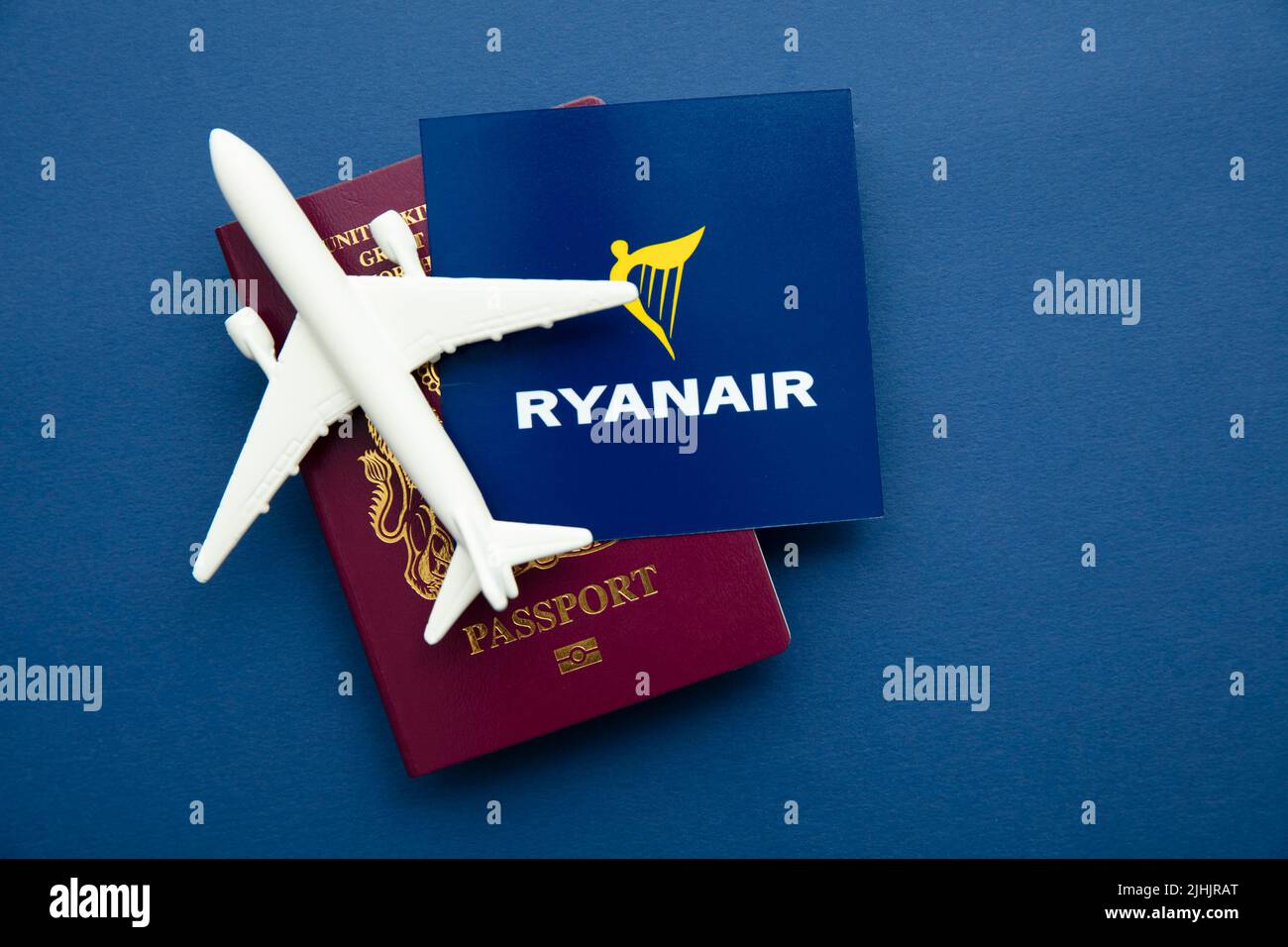 LONDON, UK - July 2022: Ryanair airline company logo. Ryanair are a ...