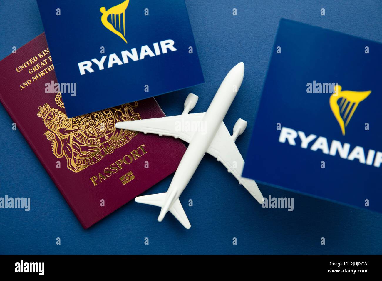 LONDON, UK - July 2022: Ryanair airline company logo. Ryanair are a ... LONDON, UK - July 2022: Ryanair airline company logo. Ryanair are a ...
