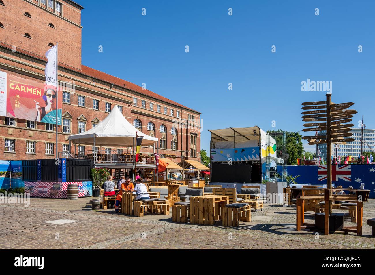 Kiel, Germany, June 2022 - Kiel Week 2022 early in the morning, a ...