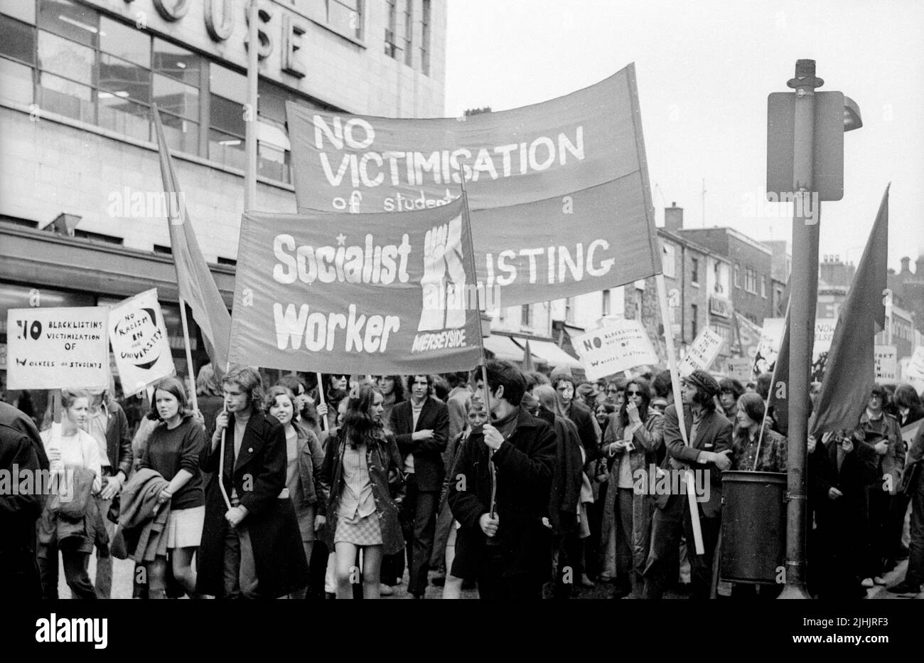 Student protest march, Liverpool, UK. 1970 Stock Photo - Alamy