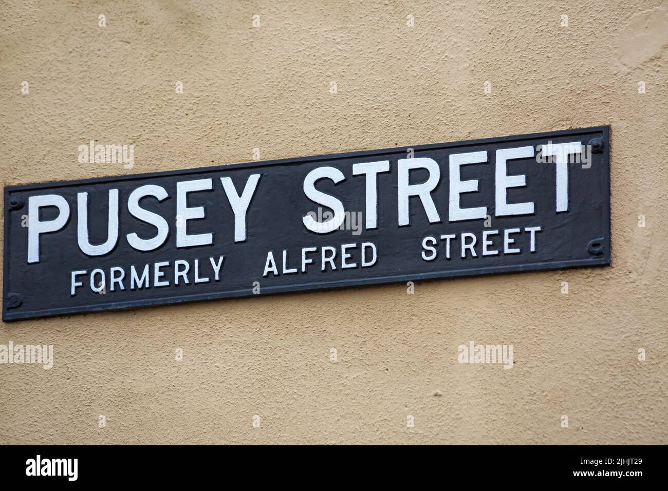 Pusey Street formerly Alfred Street at Oxford, Oxfordshire UK on a wet ...