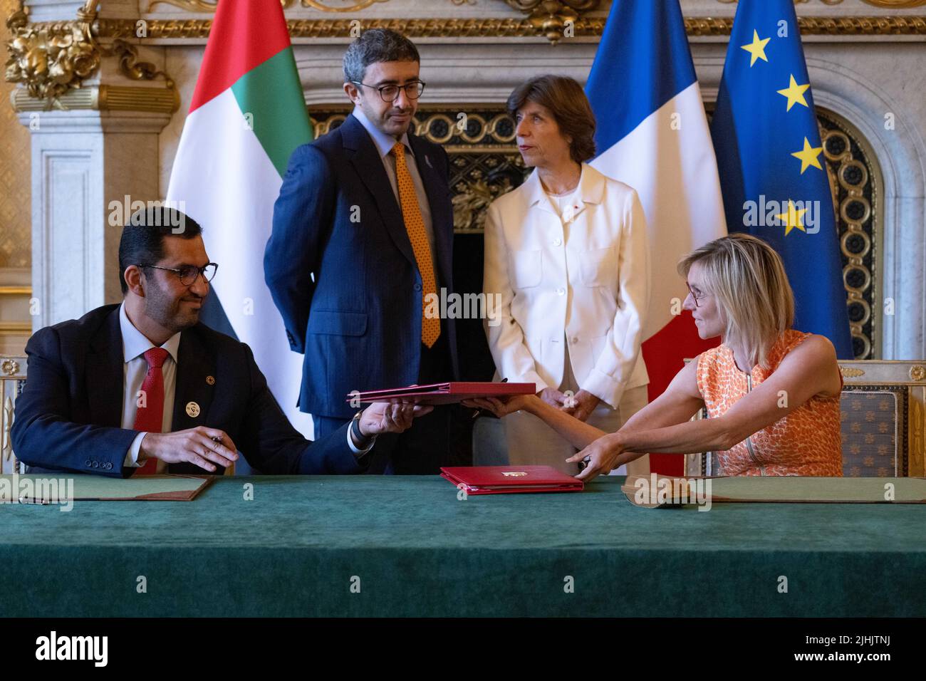 UAE Industry Minister Sultan Ahmed al-Jaber signs an agreement with ...