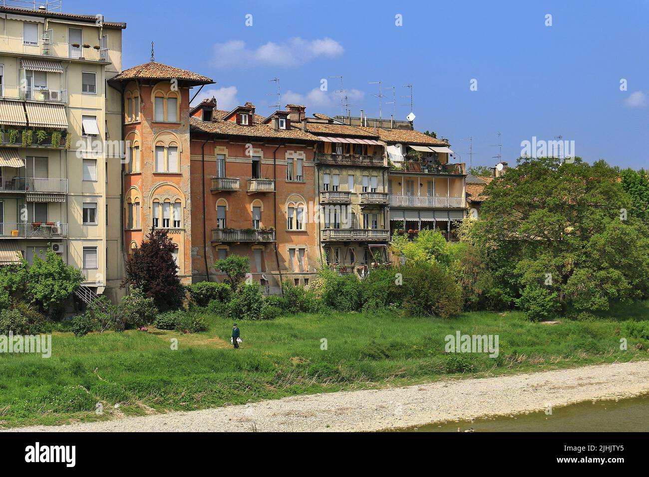 View of Parma buildings from across the river Stock Photo - Alamy