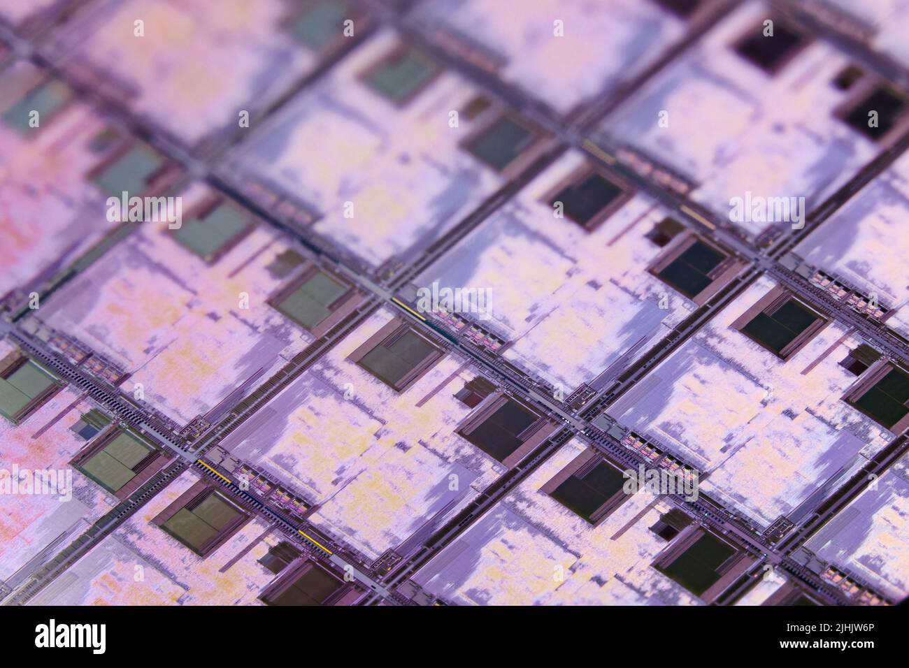 Silicon wafer with microchips used in electronics for the fabrication ...