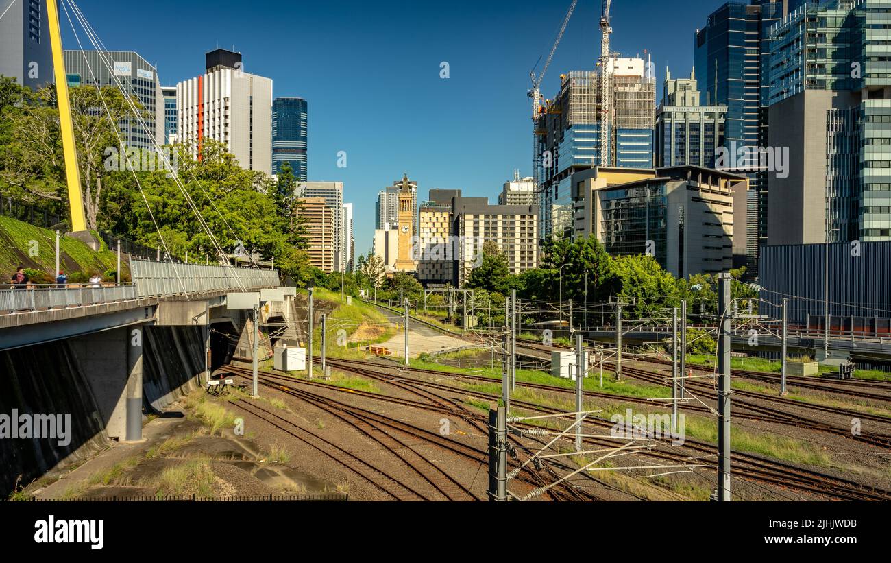 Brisbane, Australia - City view from the Roma train station Stock Photo ...